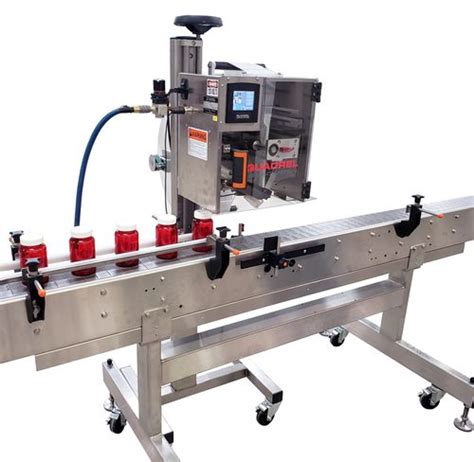 Plc Controlled Label Applicator Sl 90 Quadrel Labeling Systems For Packaging Can Pot