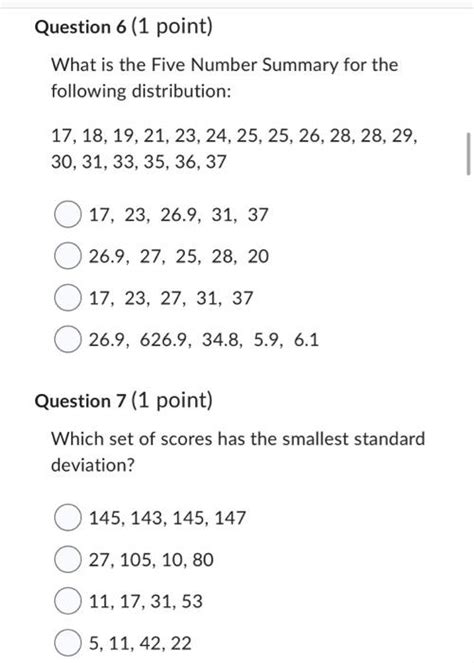 Solved What Is The Five Number Summary For The Following Chegg