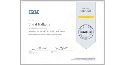 Ujjwal Malhotra On Linkedin Completion Certificate For Databases And