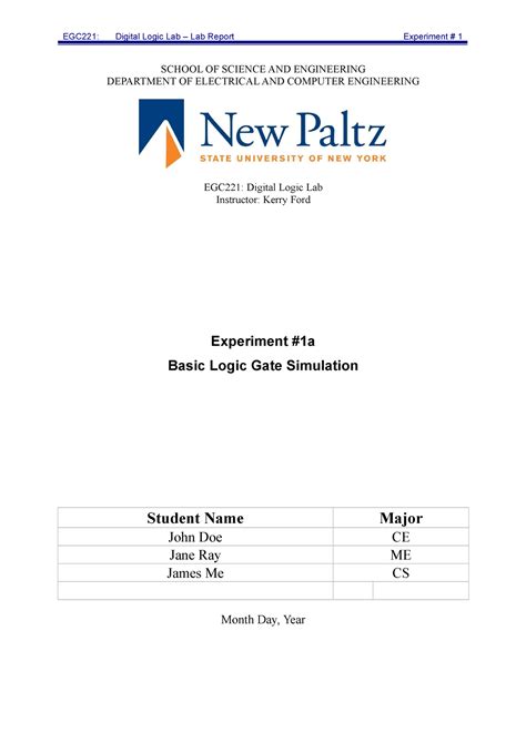 Lab 1a Basic Logic Gate Simulation 1 School Of Science And