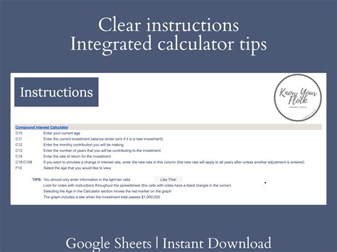 Compound Interest Calculator Google Sheets Template Personal Finance Investment Tracker Etsy