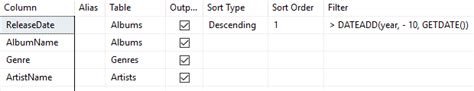 SQL Server 2016 Query Designer