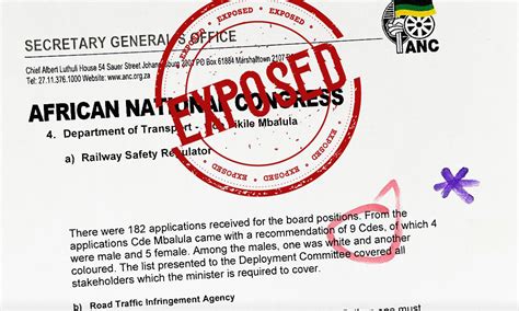 Da Releases Cadre Deployment Corruption Documents Received So Far