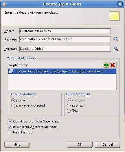 inside bpm and soa create a custom case activity in oracle bpm case