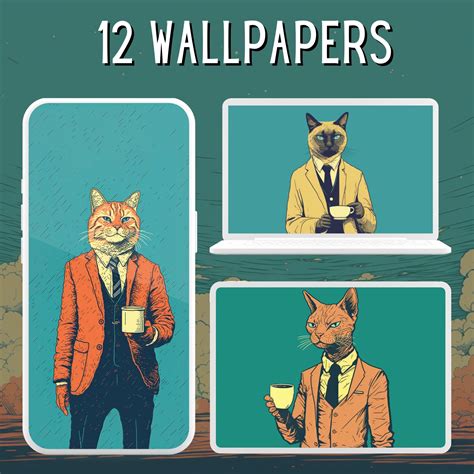 12 Retro Vintage Cats Wallpaper Bundle Landscape Wallpaper Desktop