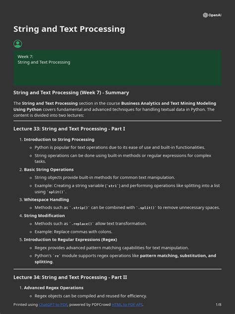 String And Text Processing Pdf Regular Expression String
