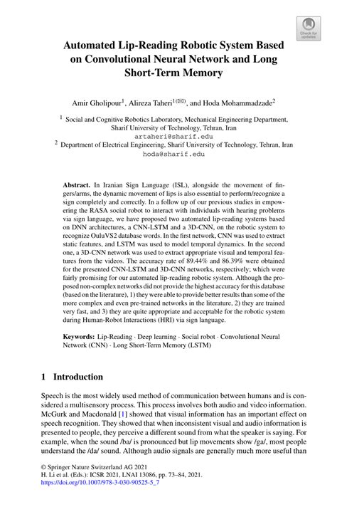 pdf automated lip reading robotic system based on convolutional