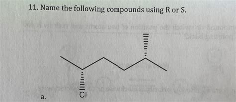 solved name the following compounds using r or s