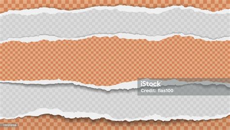 찢어진 흰색과 오렌지 부드러운 그림자와 현실적인 수평 종이 스트립의 조각은 사각형 배경에 있습니다 벡터 일러스트레이션 0명에 대한 스톡 벡터 아트 및 기타 이미지 Istock