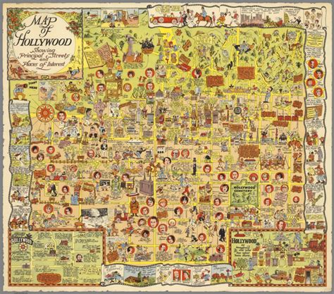 Map Of Hollywood Showing Principal Streets And Places Of Interest