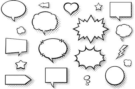 만화 연설 거품을 빈 흑인과 백인 말풍선 하프톤 패턴 그림자와 함께 대화 풍선 문자 기호에 대한 스톡 벡터 아트 및 기타 이미지