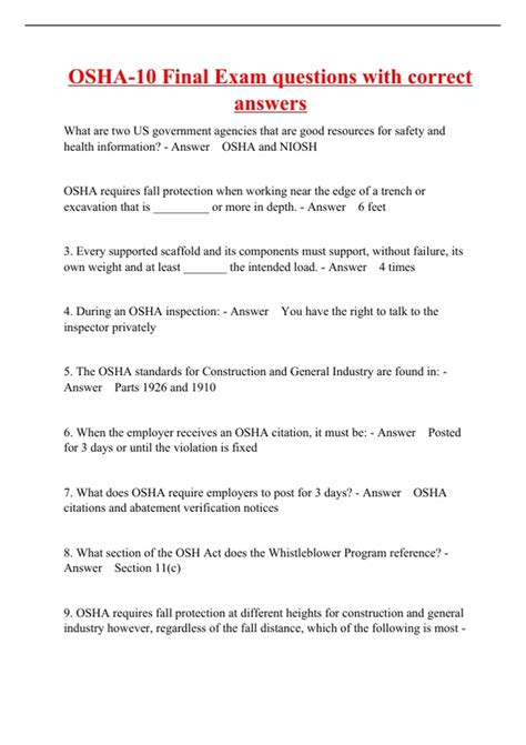 Osha Final Exam Answers 2025 - A Rory Bauer
