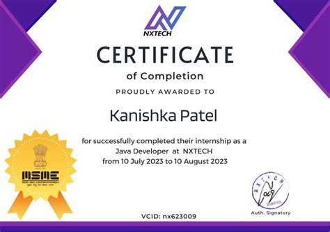 Kanishka Patel On Linkedin Nxtechintern Certificateofcompletion Internship2023