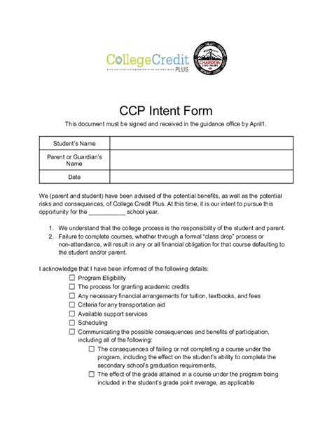Fillable Online Ccp Intent Form Fax Email Print Pdffiller