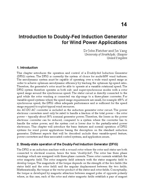 Doubly Fed Induction Generator For Wind Turbines Pdf Power Inverter Ac Power