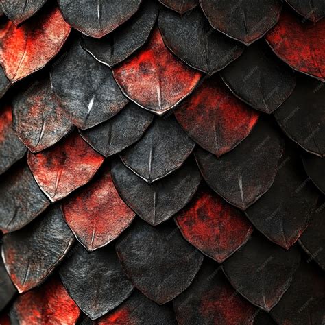 Black And Red Dragon Scales Texture Background Premium Ai Generated Image