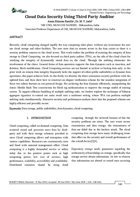 Pdf Cloud Data Security Using Third Party Auditor