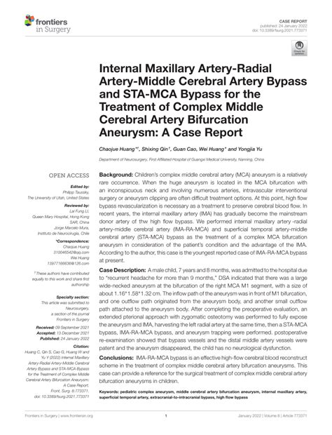 Pdf Internal Maxillary Artery Radial Artery Middle Cerebral Artery Bypass And Sta Mca Bypass