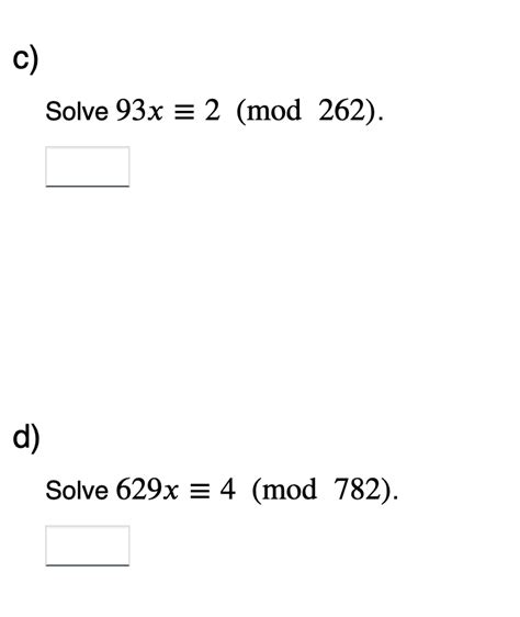 Solved Solve Each Of The Following Modular Arithmetic Chegg