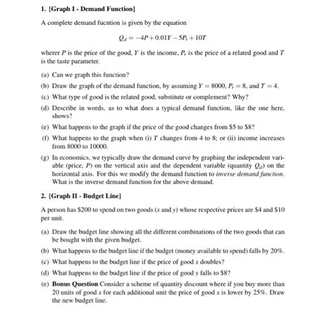 Solved Graph I Demand Function A Complete Demand Chegg Com