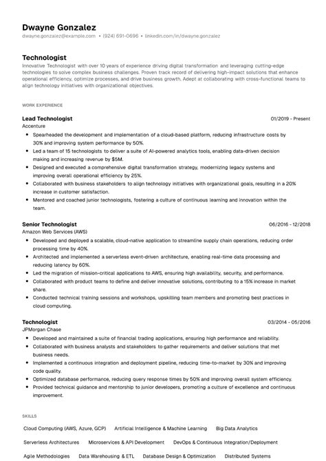 Technologist Resume Example And Writing Guide Technologist Resume Example And Writing Guide