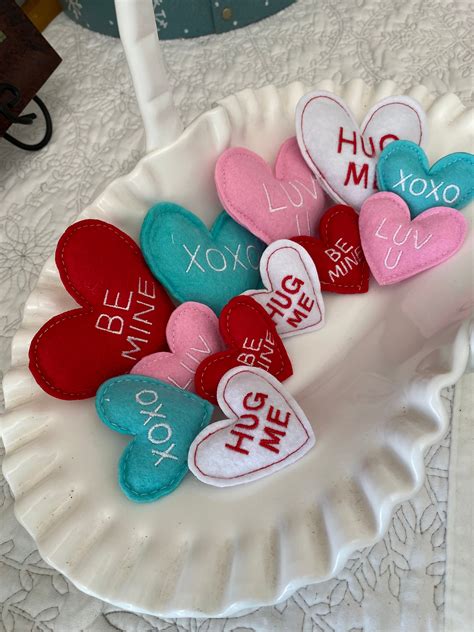 Be Mine” Felt Hearts Jersey Girl Stitch Co