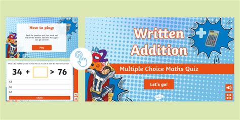 👉 Written Addition Interactive Maths Quiz Ks2 Revision