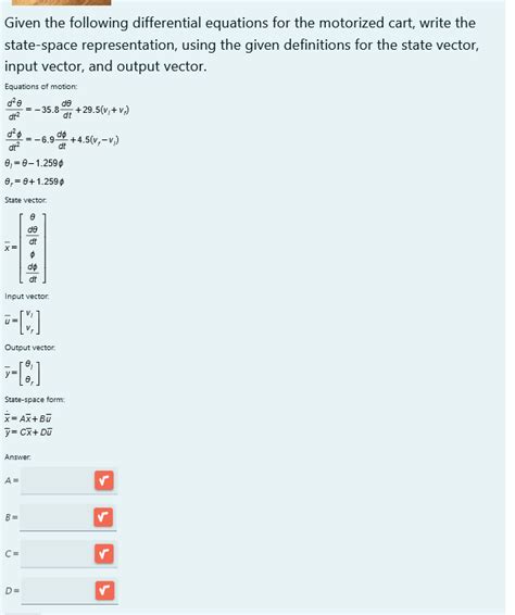 Given The Following Differential Equations For The Chegg