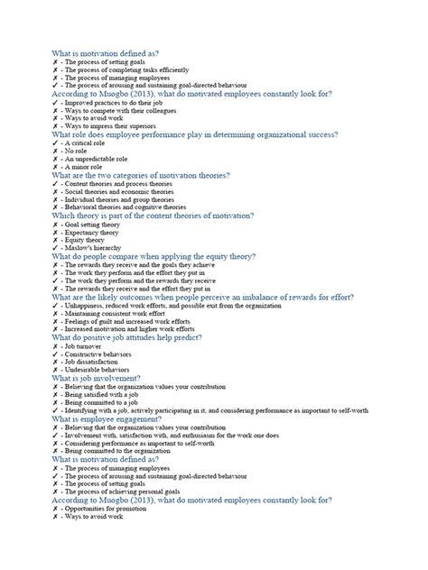 Motivation And Satisfaction Mcq Pdf Motivational Motivation