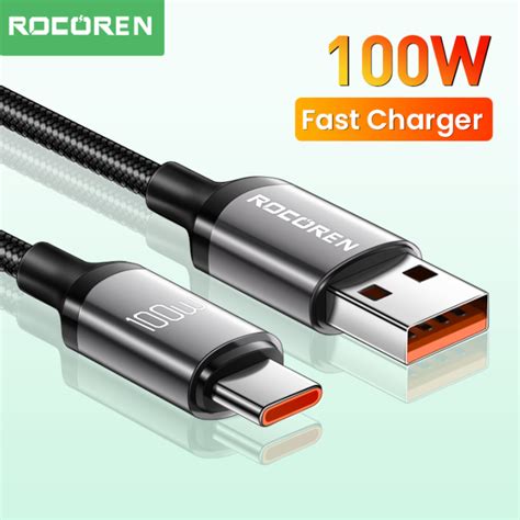 Rocoren USB Jenis C Kabel W Cepat Mengecas Kabel Pengecas Untuk Xiaomi Poco F F Realme Oppo