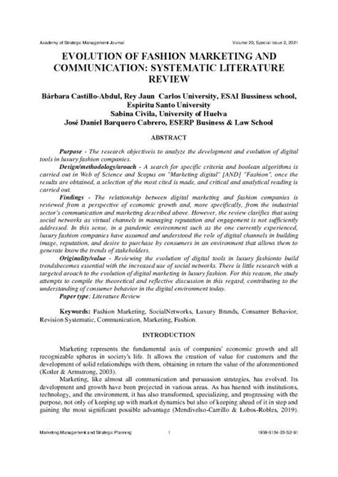 Fashion Pdf 95622 Evolution Of Fashion Marketing And Communication Systematic Literature Review