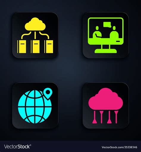 Set Network Cloud Connection Cloud Or Online Vector Image