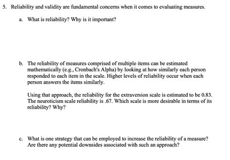 Solved Reliability And Validity Are Fundamental Concerns