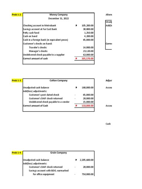 Cash And Cash Equivalents Solved Problems Pdf Banks Deposit Account