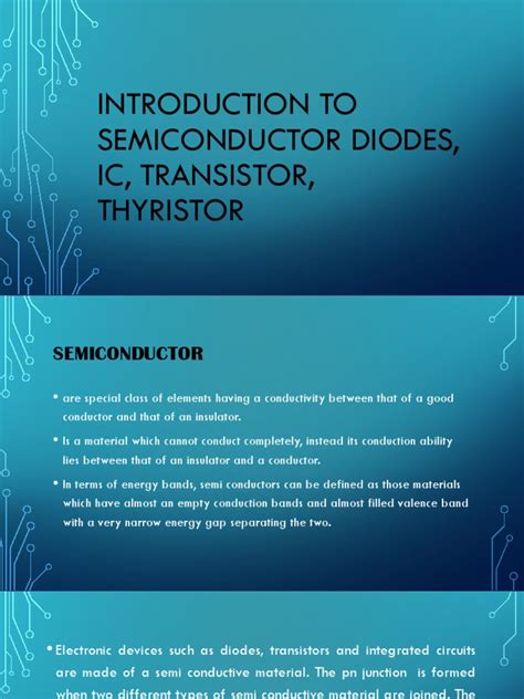 Introduction To Semiconductor Diodes Ic Transistor Pdf Semiconductors Transistor