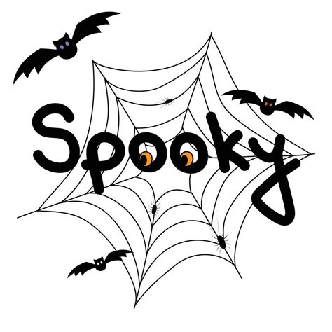 Black Word Spooky With Eyes Bats And Spider Webs Premium Vector Vector Art At Vecteezy