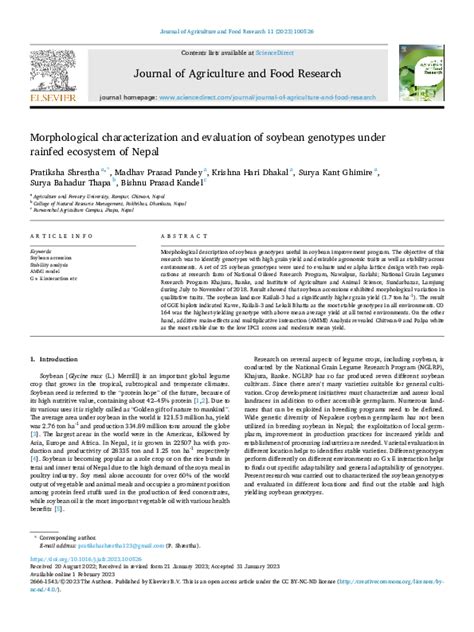 Pdf Morphological Characterization And Evaluation Of Soybean Genotypes Under Rainfed Ecosystem
