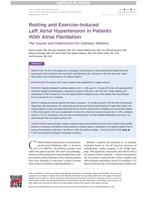 Pdf Resting And Exercise Induced Left Atrial Hypertension In Patients