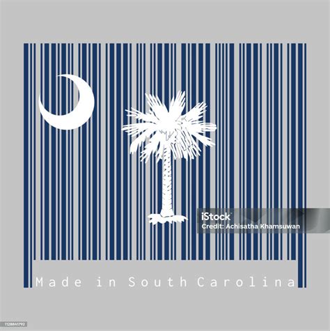 Barcode Set The Color Of South Carolina Flag White Palmetto Tree On An
