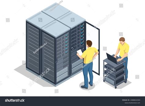 Isometric Network Computing Technologies Digital Space Stock Vector Royalty Free 2486814343