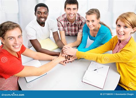 Students Showing Unity With Their Hands Together Royalty Free Stock