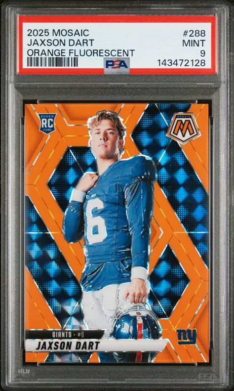 2025 Mosaic Jaxson Dart Rookie Rc Orange Fluorescent 25 Giants Psa9 Ebay