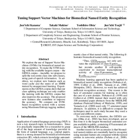 tuning support vector machines for biomedical named entity recognition