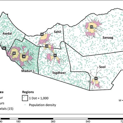 Catchment Population Within A 2 Hour Travel Time From The Closest