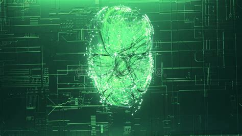 Ai Visualization Concept Bright Green Neon Particles Explode And Create A Hologram Of Human