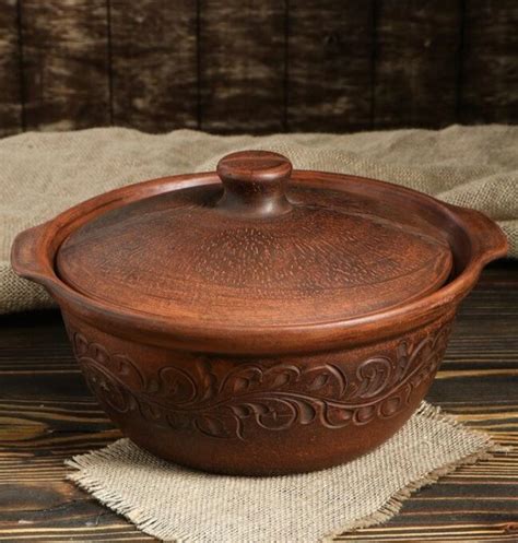 Жаровня керамическая Красная глина на 2 л (12-136) Slavbest Ceramic ...