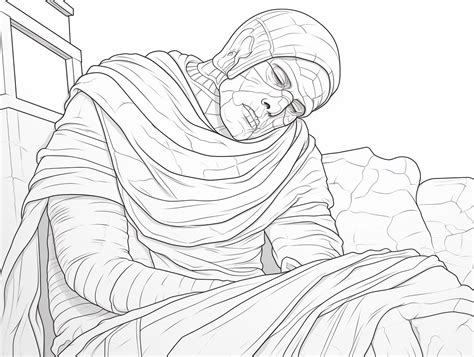 Mummy Themed Coloring Page For Adults Coloring Page