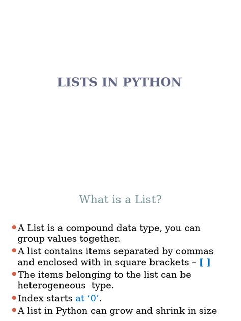 Python Lists Pdf Python Programming Language Software Engineering