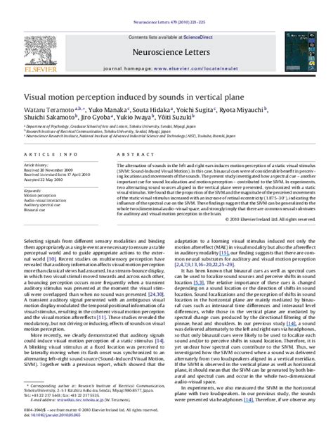 Pdf Visual Motion Perception Induced By Sounds In Vertical Plane