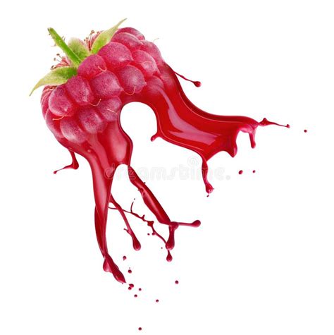 Raspberry With Juice Splash Isolated On A White Background Stock Image Image Of Food Natural